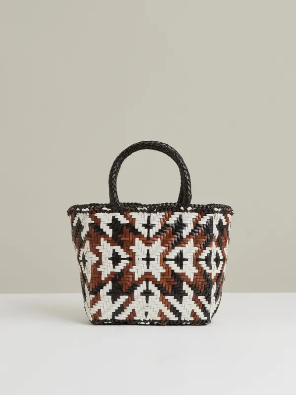 REISS Margot Small Leather Woven Tote Bag