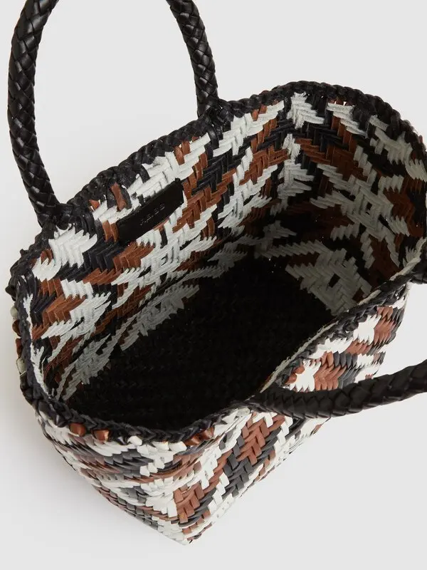 REISS Margot Small Leather Woven Tote Bag