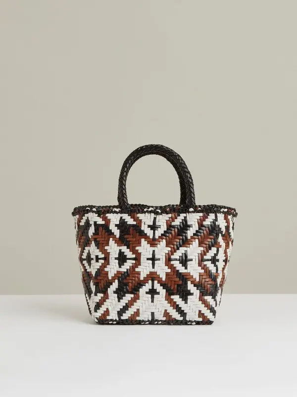 REISS Margot Small Leather Woven Tote Bag