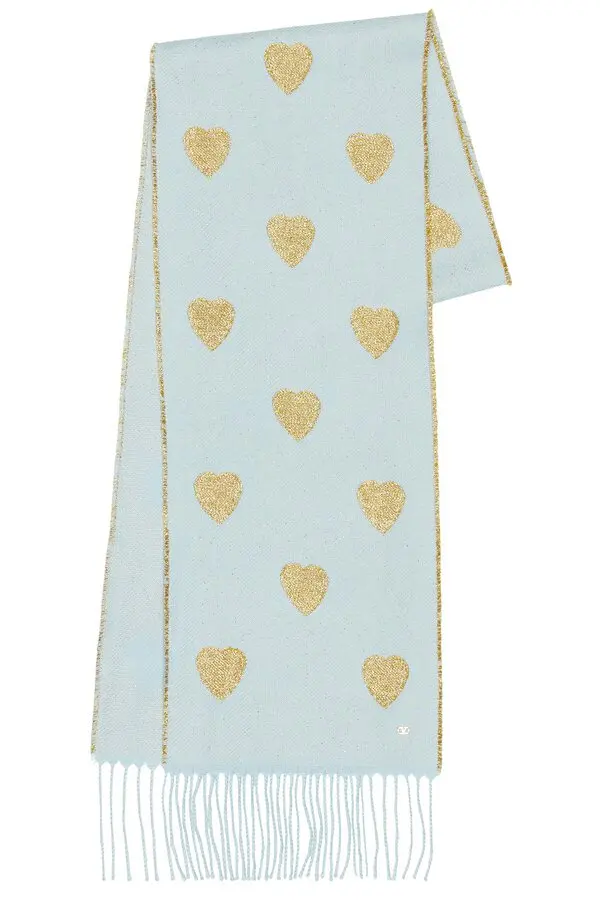 Valentino Garavani Lana Scarf In Baby Blue - Celeste & Oro