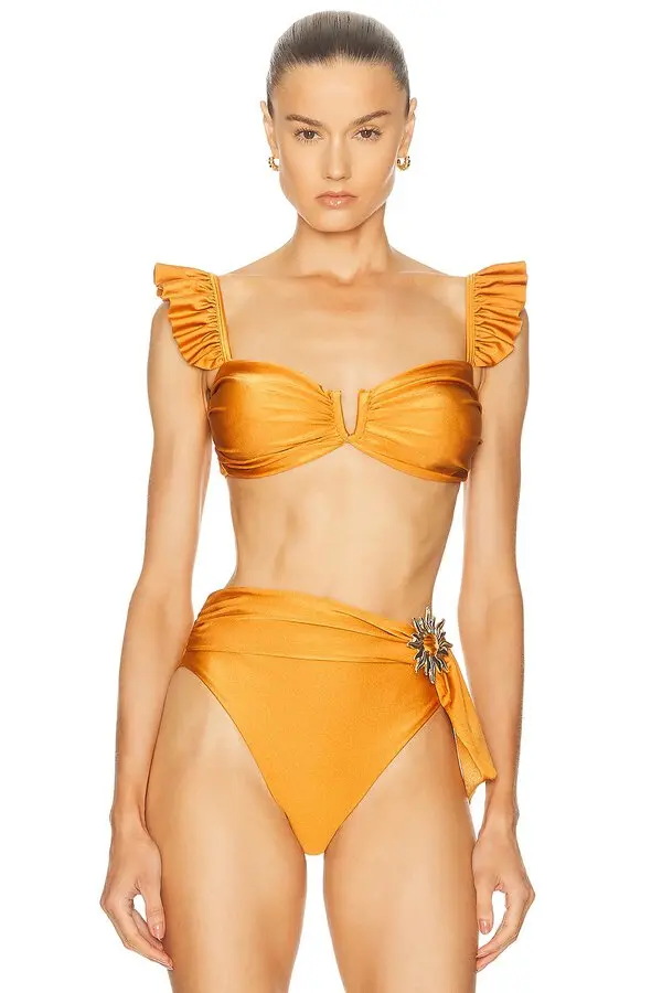 PatBO Lagoa Lycra Flutter Bikini Top - Orange