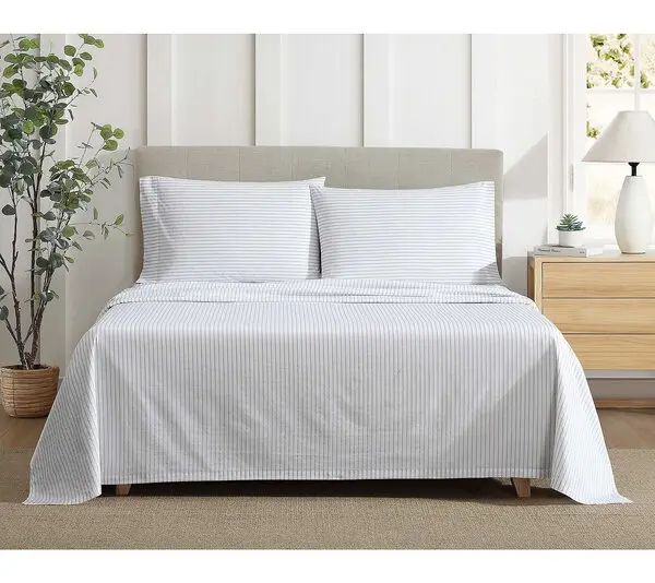 Eddie Bauer Arden Stripe Grey-white Twin Sheet Et