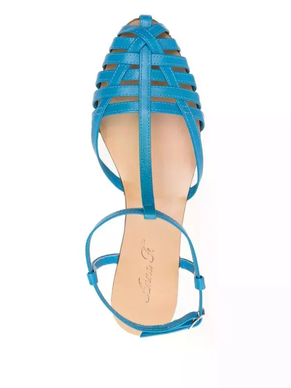 ANNA F. 512 T-bar Caged Sandals - Blue