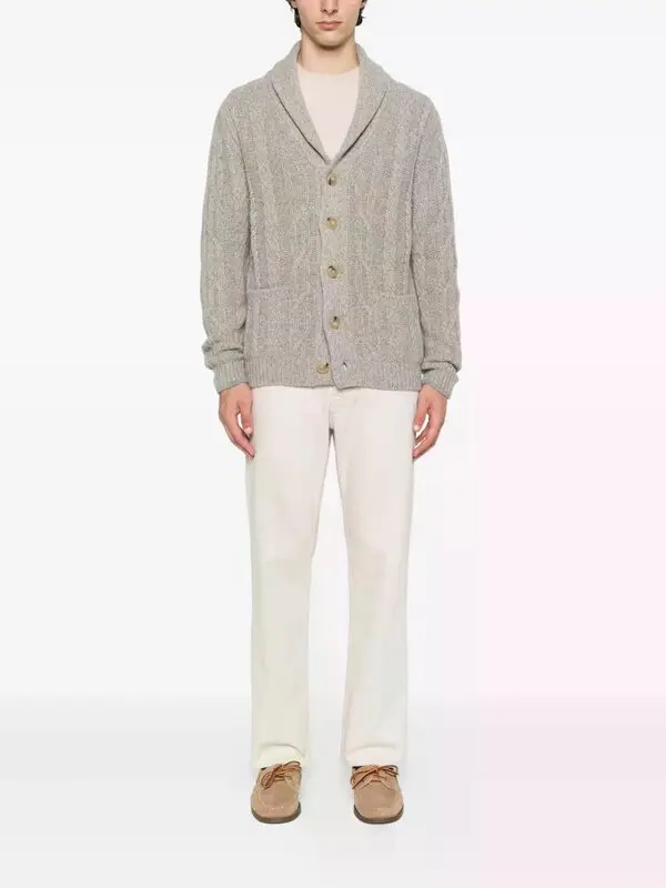 Fedeli Cable-knit Shawl-collar Cardigan