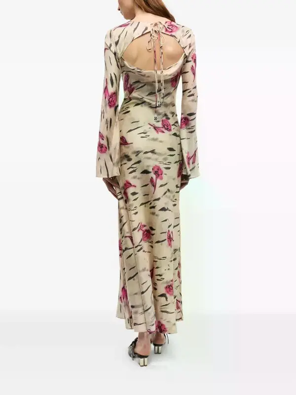 GANNI Midi Floral Print Dress