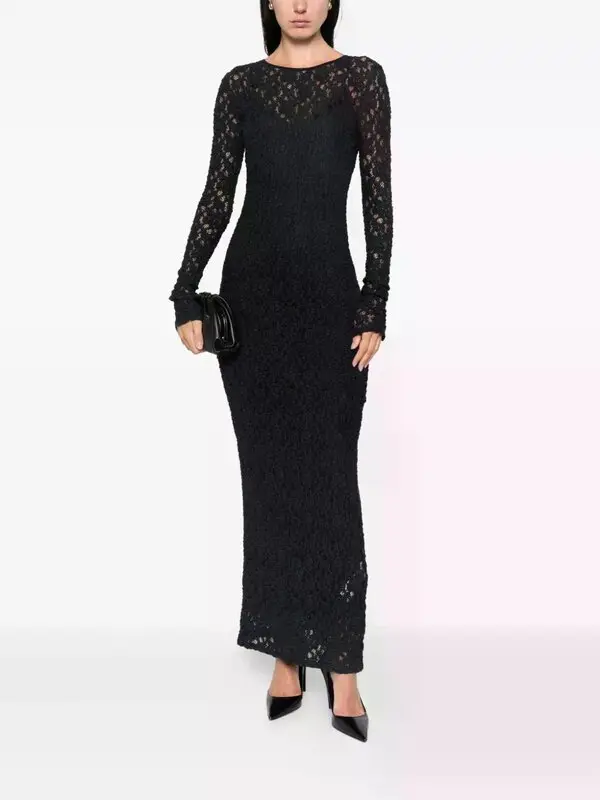 Max Mara Long-sleeve Textured Maxi Dress