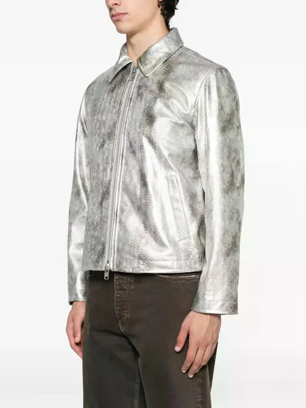 SUNFLOWER Snakeskin-effect Zip-front Jacket - Silver