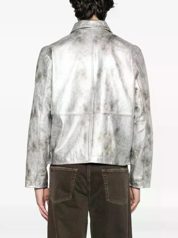 SUNFLOWER Snakeskin-effect Zip-front Jacket - Silver