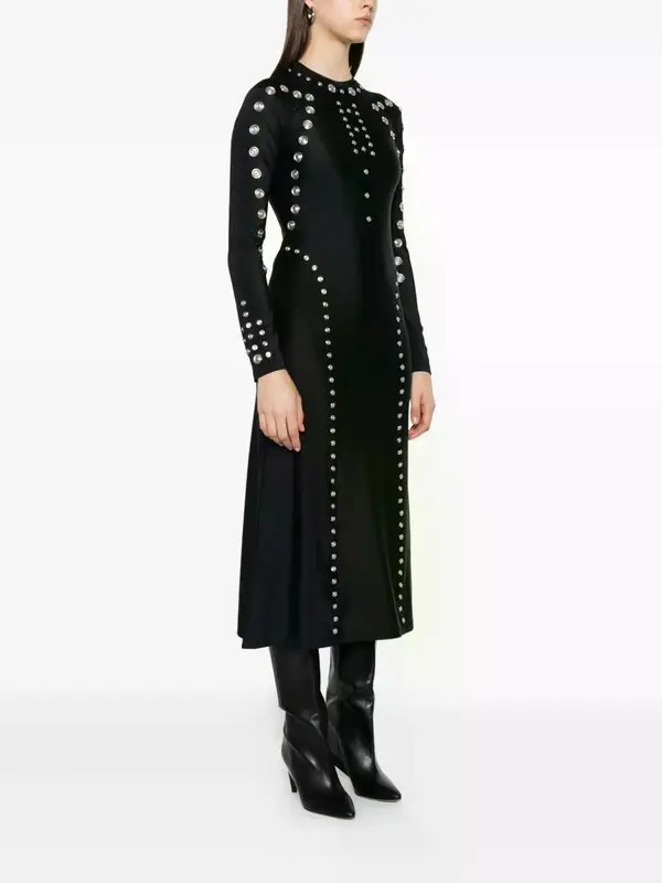 Coperni Metallic-embellished Long-sleeve Dress - Black