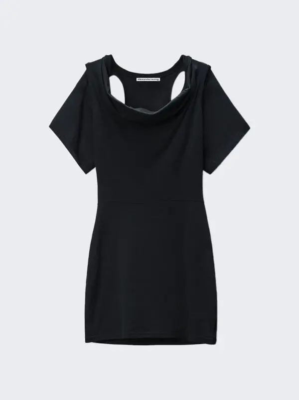 Alexander Wang Deconstructed Cowl Neck Mini Dress - Black