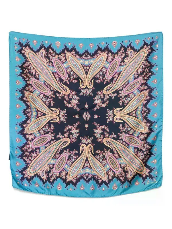 Etro Paisley-pattern Silk Scarf - Blue