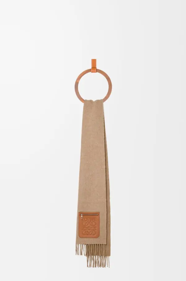 Loewe Scarf In Wool And Cashmere - Beige