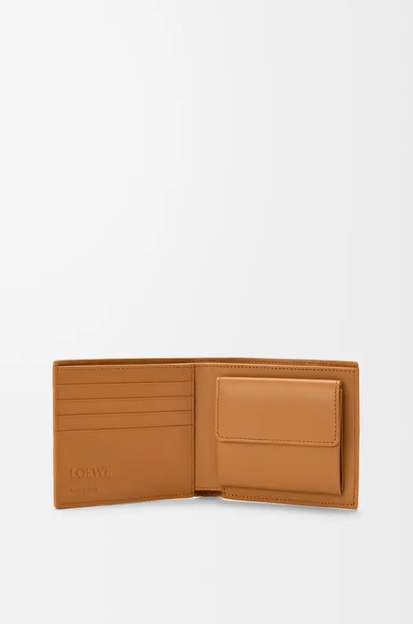 Loewe Puzzle Bifold Coin Wallet In Supple Grained Leather Skin - Light Canyon Brown