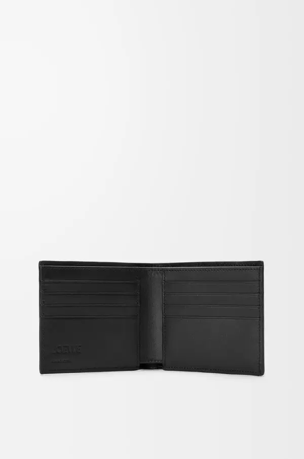 Loewe Puzzle Bifold Wallet In Supple Grained Leather Skin - Black