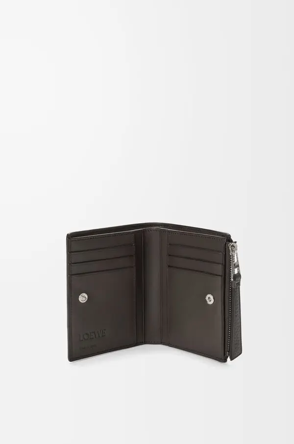 Loewe Puzzle Slim Compact Wallet In Supple Grained Leather Skin - Dark Grey