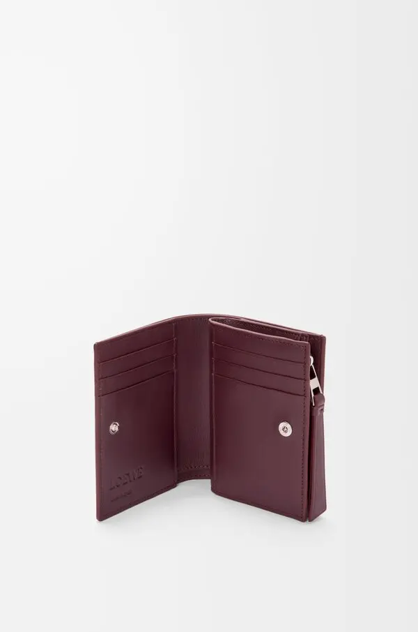 Loewe Puzzle Compact Wallet In Classic Leather Skin - Frozen/dark Burgundy
