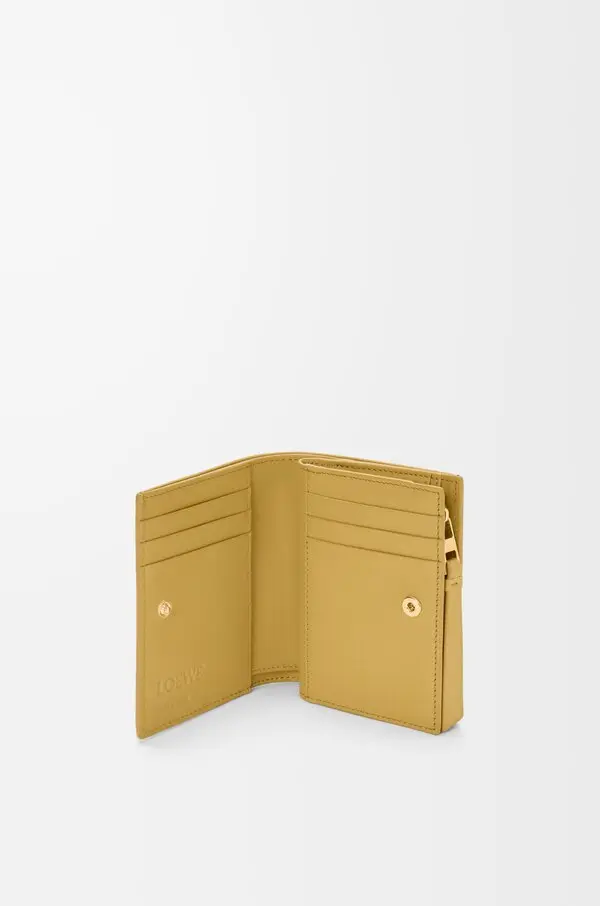 Loewe Puzzle Compact Wallet In Classic Leather Skin - Ginger/sea Salt