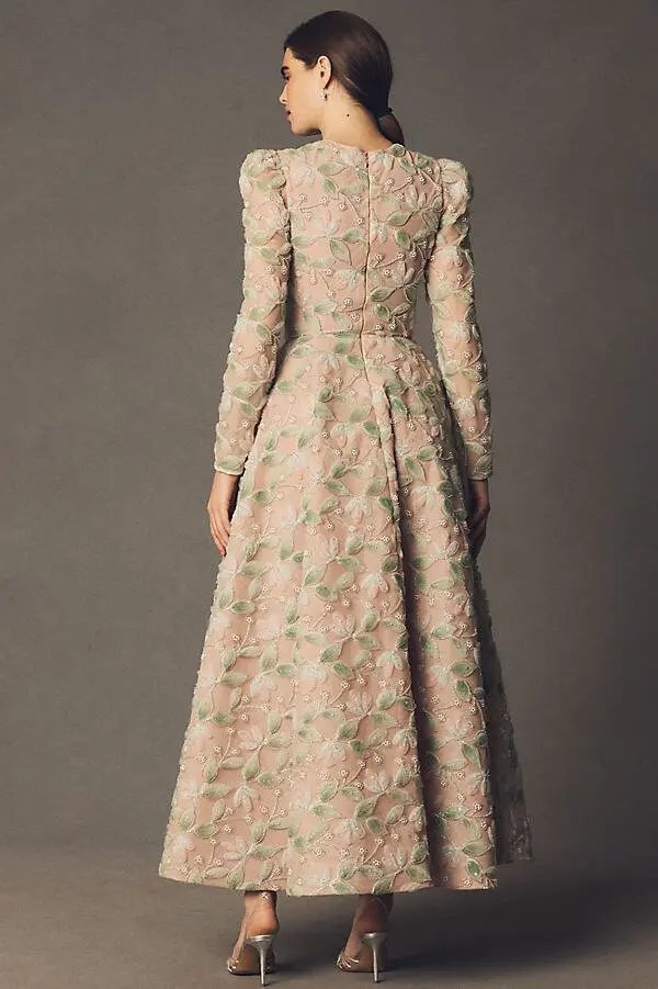 HELSI Tessa Long-sleeve Appliqué A-line Maxi Dress