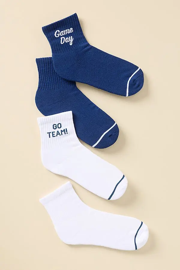 DAILY PRACTICE BY ANTHROPOLOGIE Daily Practice Game Day Crew Socks Set - Navy