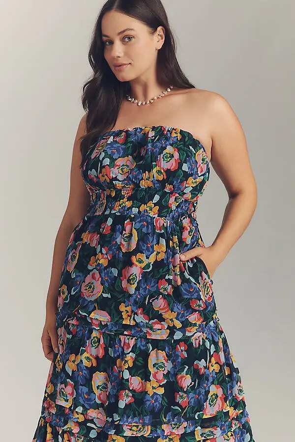 anthropologie blue motif dress Anthropologie Blue Eyelet Button Up Dress with Slip- Size L