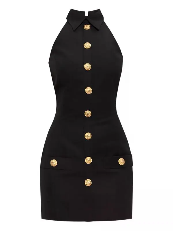 Balmain Halterneck Buttoned Mini Dress