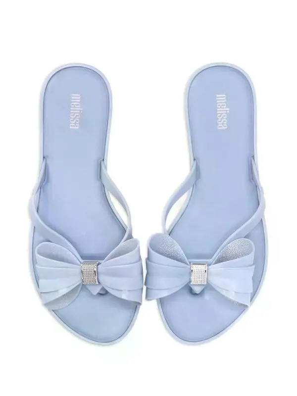 Melissa Slim V Bow-embellished Flip-flops - Blue