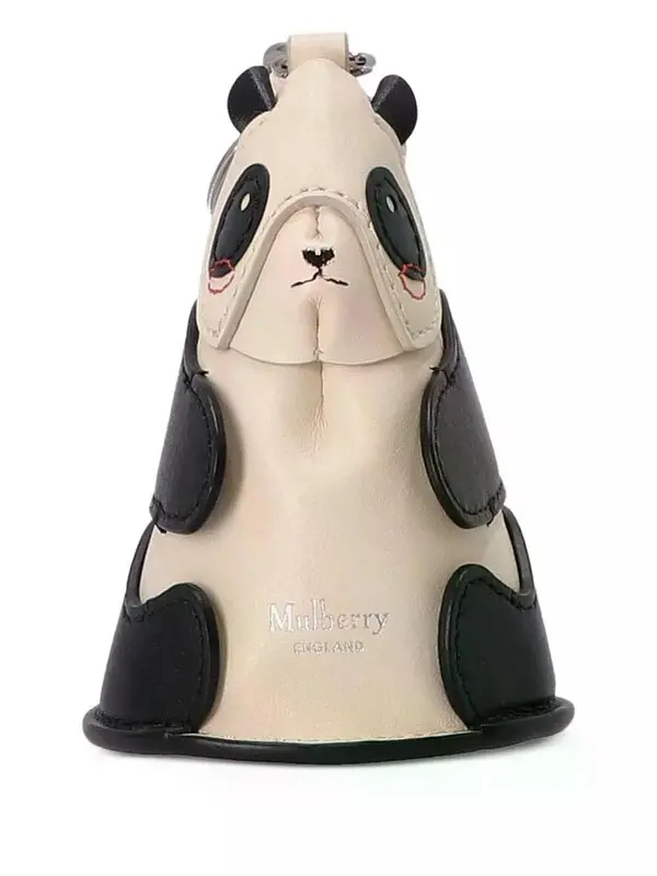 Mulberry Panda-shaped Leather Keyring - Neutrals