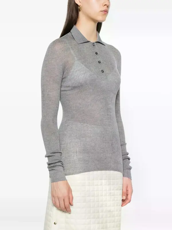 Moncler Long Sleeve Wool Polo Top
