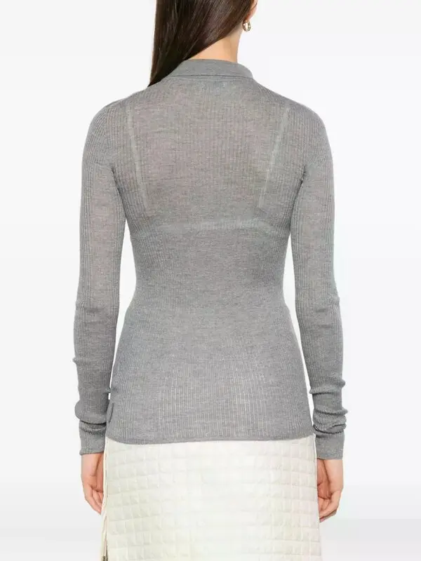 Moncler Long Sleeve Wool Polo Top