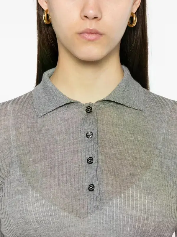 Moncler Long Sleeve Wool Polo Top