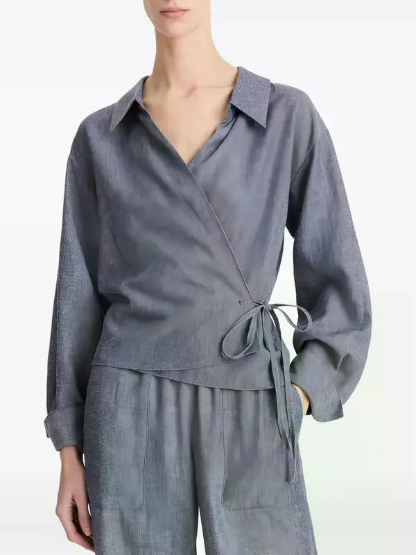 Vince Wrap-effect Collared Top