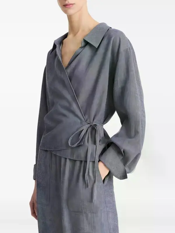 Vince Wrap-effect Collared Top