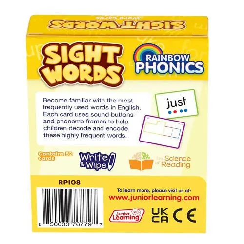JUNIOR LEARNING Rainbow Phonics Sight Words Flash Cards