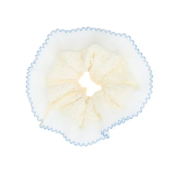 L. Erickson Liliana Eyelet Scrunchie - White/blue