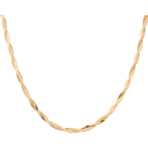 AURATE Herringbone Twist Chain Necklace - Yellow Vermeil