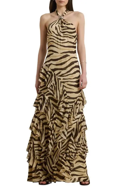 Ralph Lauren Ruffle Printed Gown