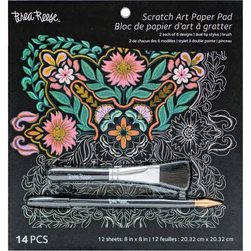 BREA REESE Scratch Art Paper Pad Mandala 8x8, 12 Designs - Multicolored