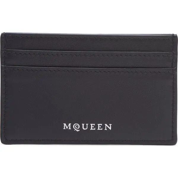 Alexander McQueen Leather Card Case - Black/silver