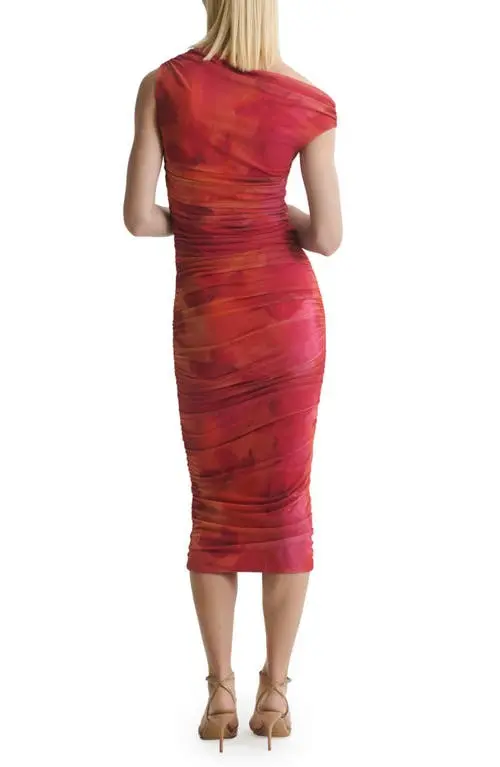 strapless open back dress Tango Mango Red Floral A-line Dress with Sleeves