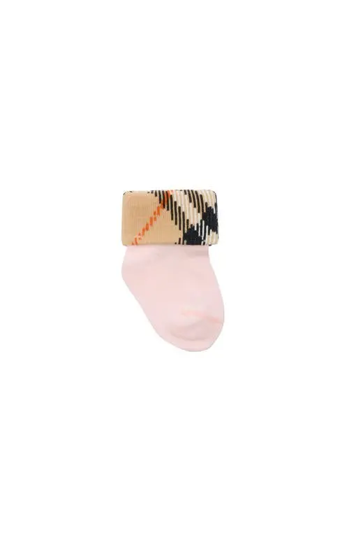 Burberry Check Trim Cotton-blend Socks - Ice Pink/sand Beige