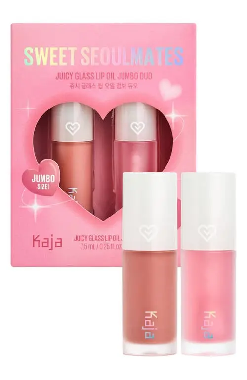 KAJA Sweet Seoulmates Juicy Glass Lip Oil Duo $54 Value - Pink Multi