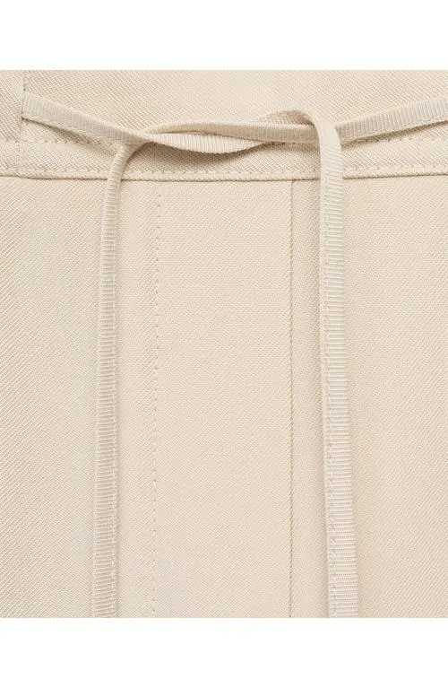 Mango Flowy Drawstring Pants - Beige