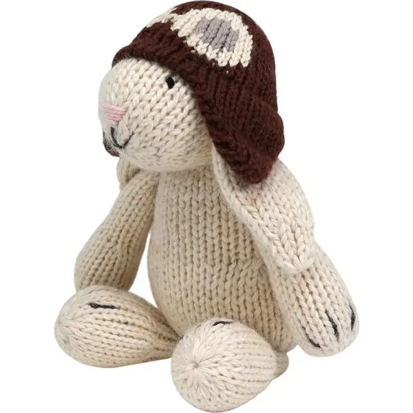 MELANGE COLLECTION Aviator Hat Bunny - Ivory