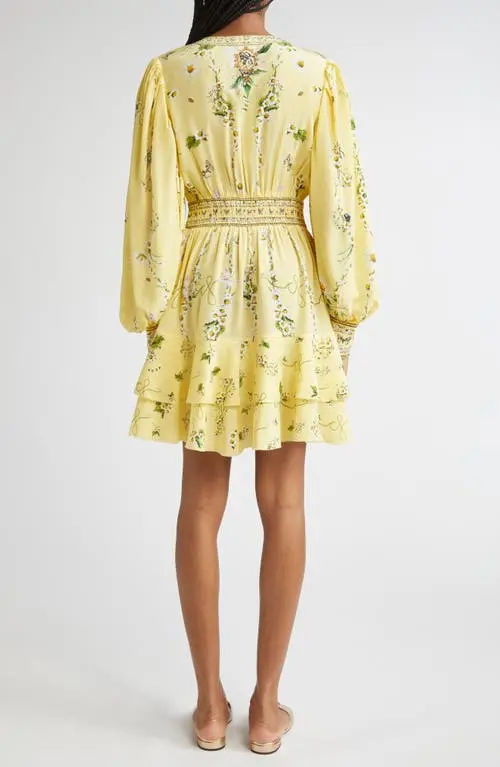 Camilla Button-front Long-sleeve Silk Minidress