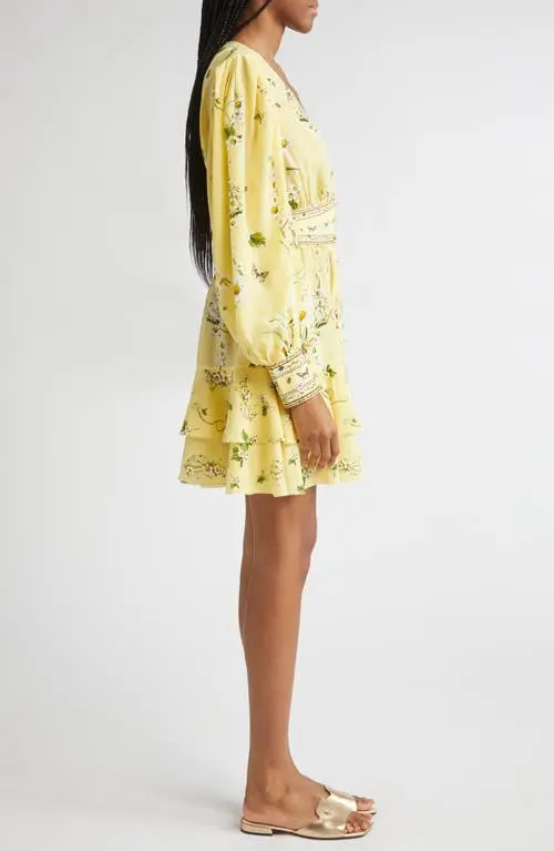 Camilla Button-front Long-sleeve Silk Minidress