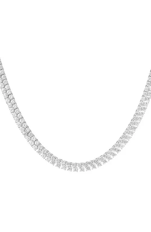 AURATE Lab Grown Sapphire Double Row Tennis Necklace - White