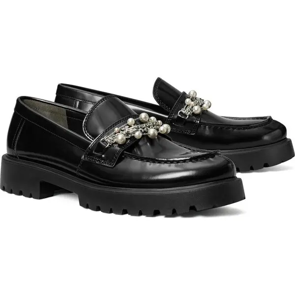 Tory Burch Embellished Lug Sole Loafer