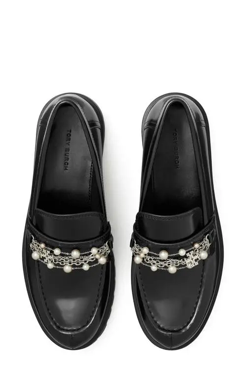 Tory Burch Embellished Lug Sole Loafer