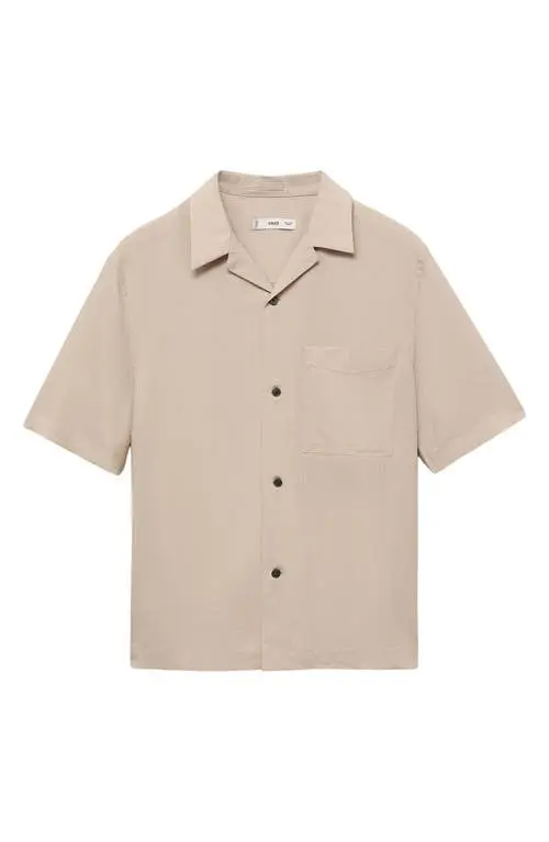 Mango Regular Fit Lyocell Camp Shirt - Sand