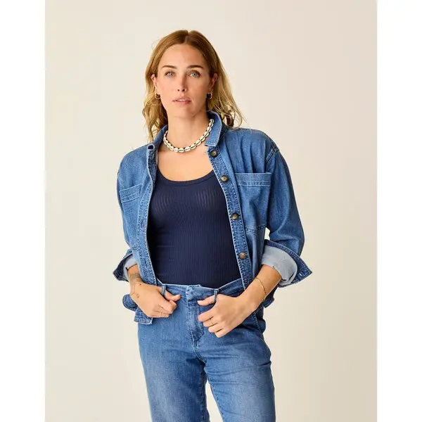 Carve Designs Flora Denim Shacket - Magnolia